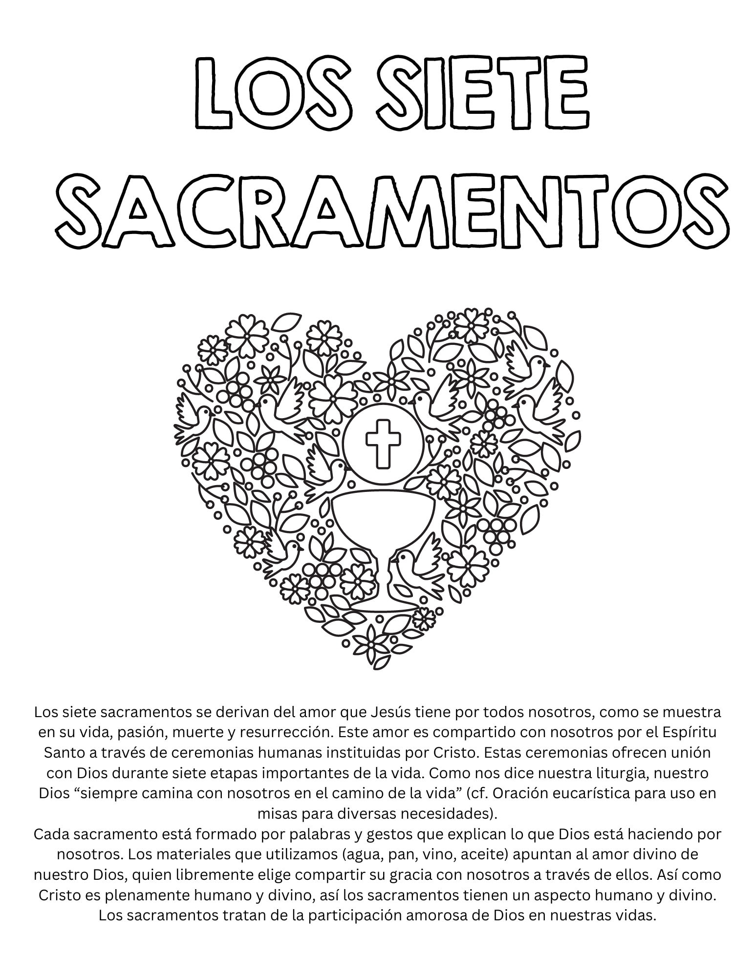 Seven Sacraments Spanish Coloring Book: Catholic Religious Education ...