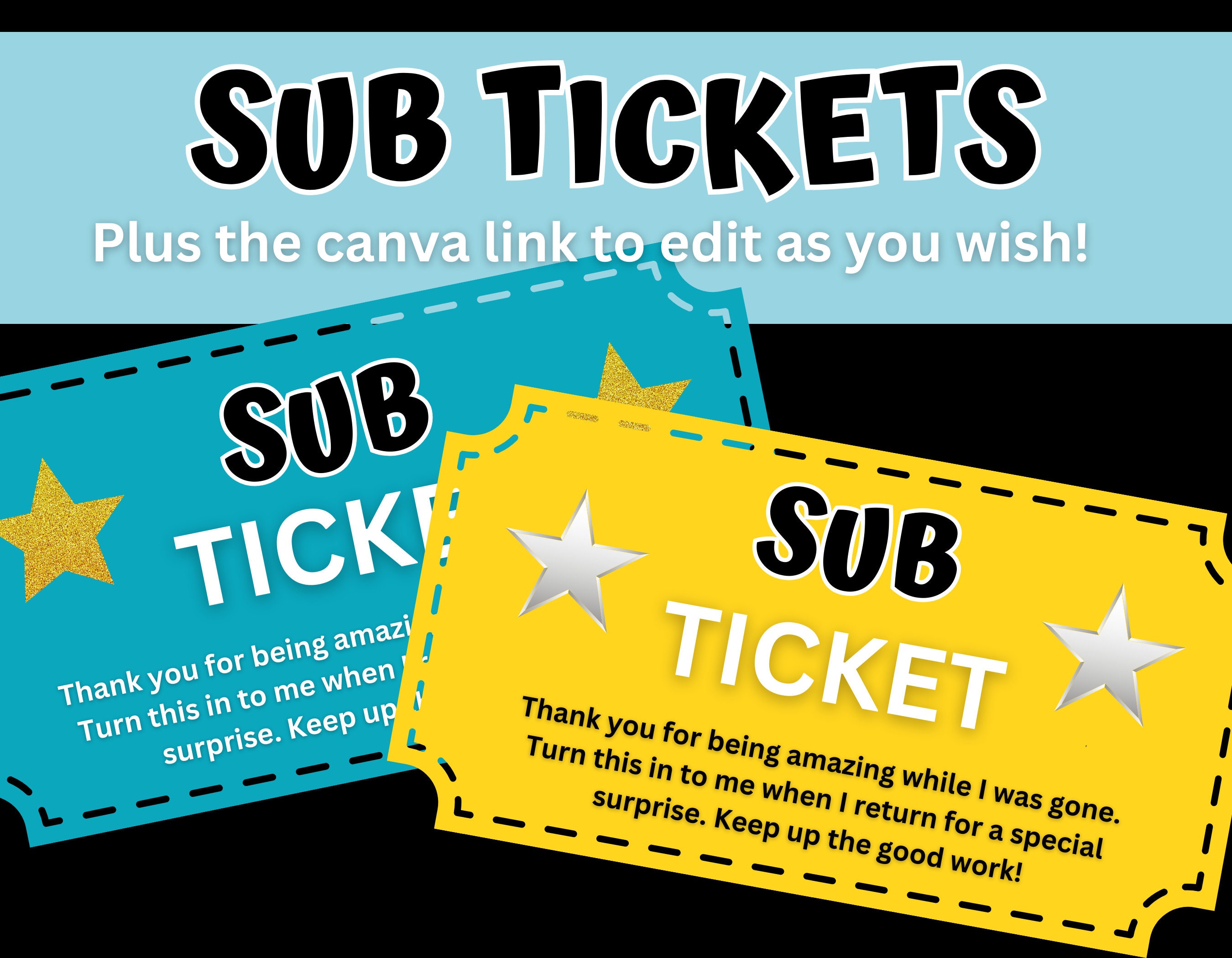 Sub Ticket | Golden Ticket | Classroom Management | Behavior | Reward ...
