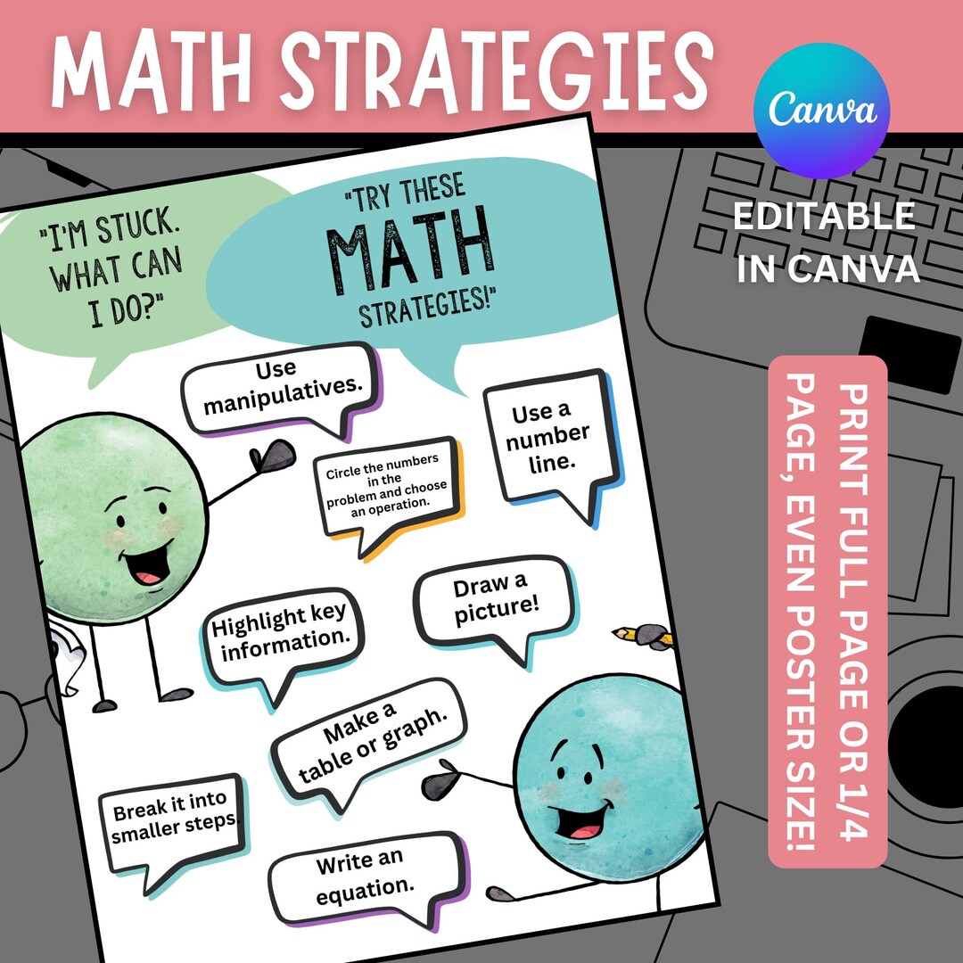Math Strategies Reminder Poster | Printable | Interactive Notebook ...