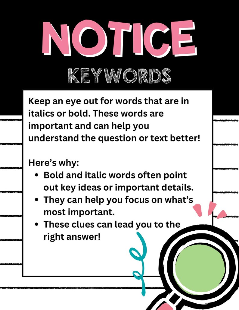 Test-taking Strategies | 18 Colorful Kid-friendly Posters | Printables ...