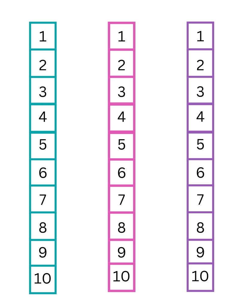 Vertical Number Lines | 1-100 | Number Strips | Counting | Math | Games ...