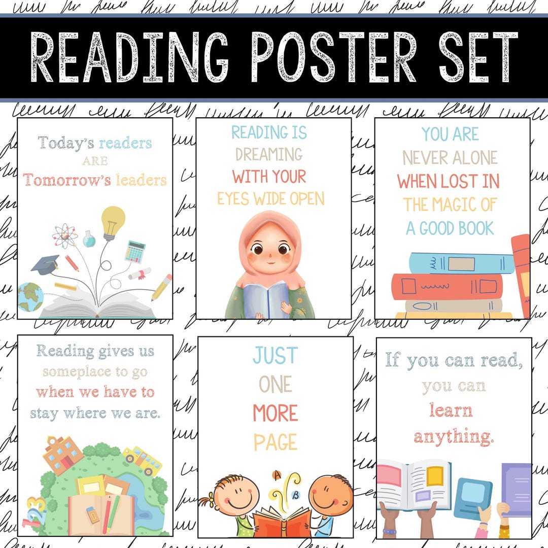 Reading Poster Set | Printable | Literacy | Library | ELA | English ...