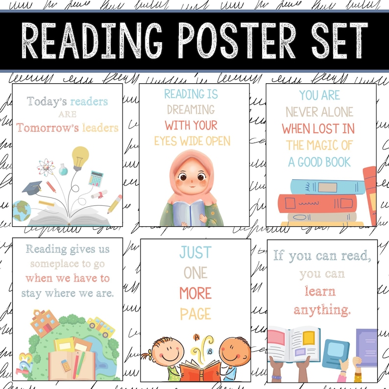 Reading Poster Set | Printable | Literacy | Library | ELA | English ...