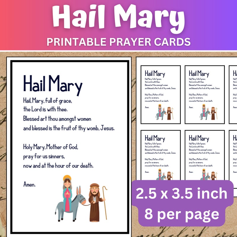 Hail Mary Prayer Card - Etsy