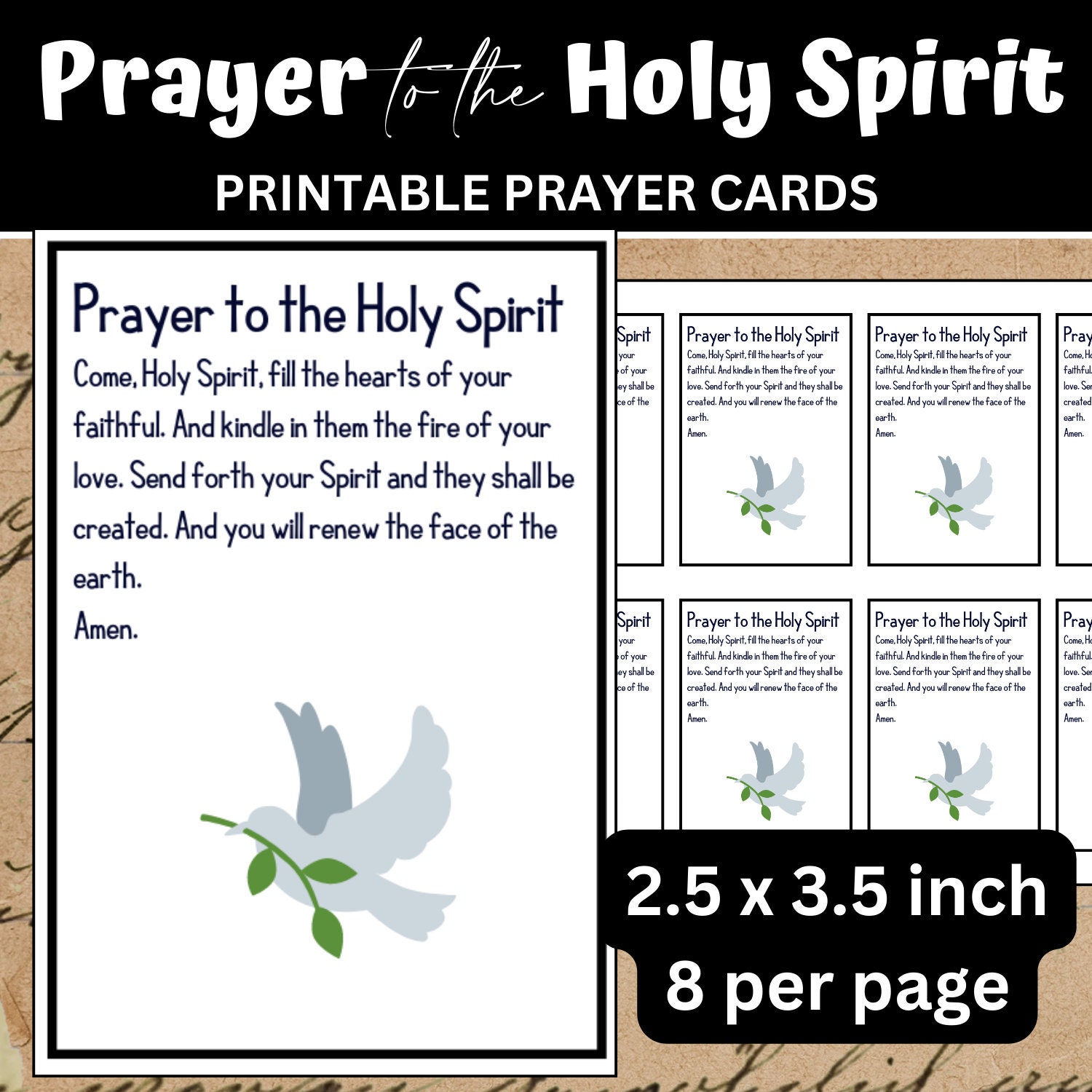 Prayer to the Holy Spirit Printable Cards: Catholic Religious Education ...