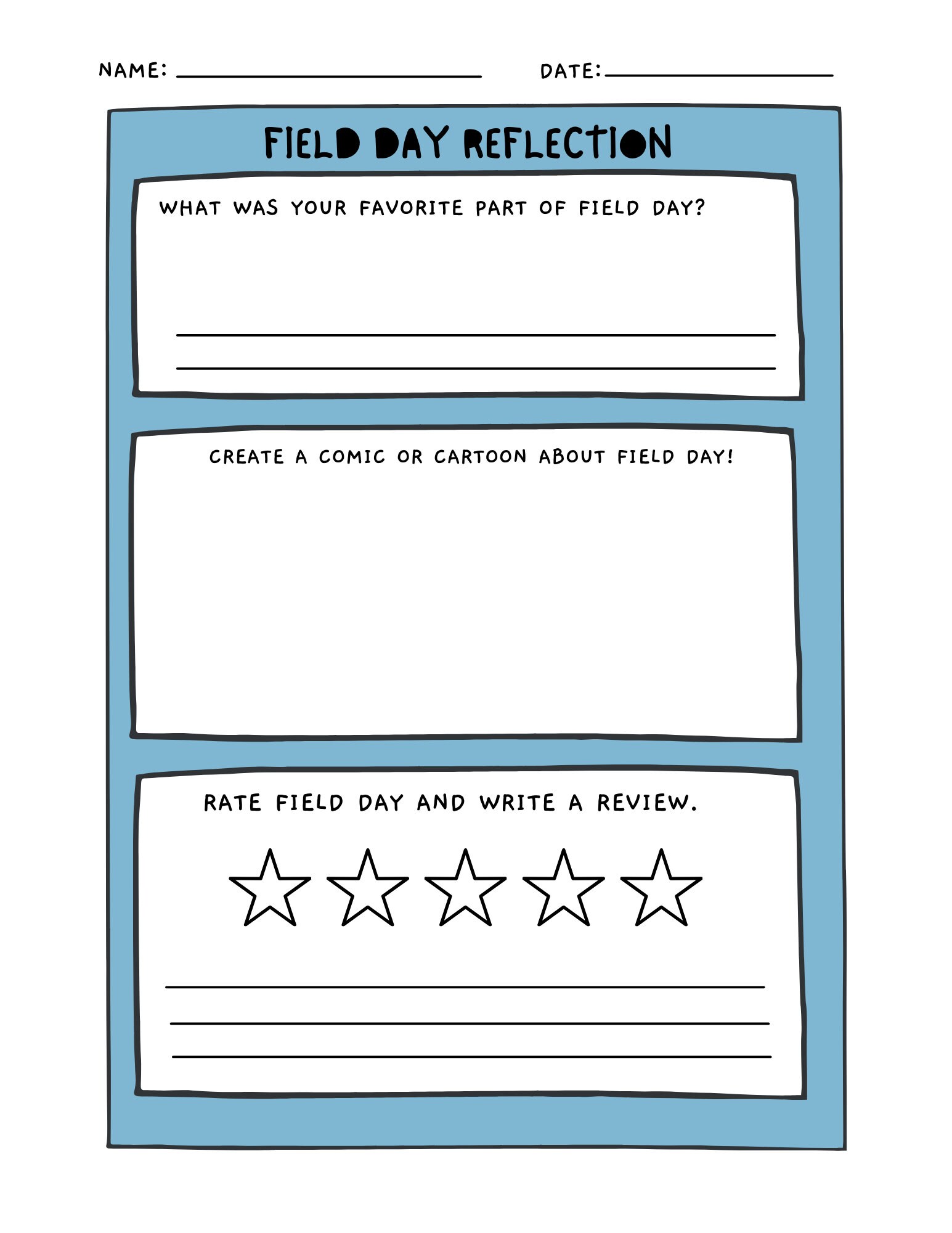 Field Day Reflection Forms | Worksheet | IB PYP | Seesaw | Reflect in ...