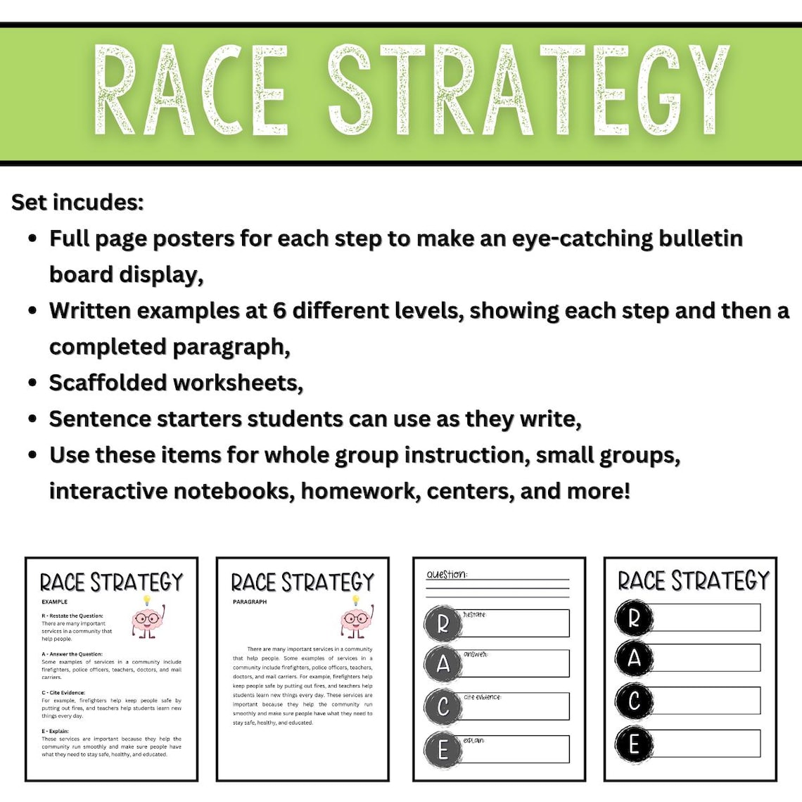 RACE Strategy for Writing | Responding to Text | Short Constructed ...