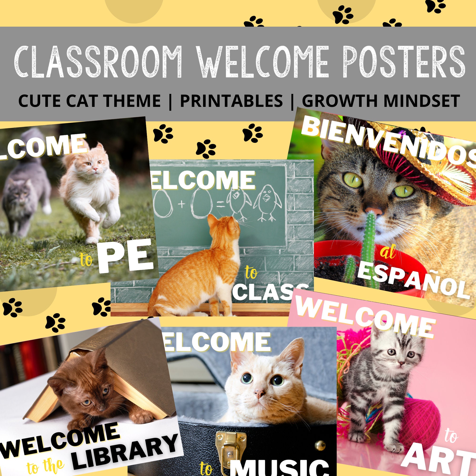 Classroom Quotes Printable Posters | CUTE Cat Theme | Positive Quotes ...