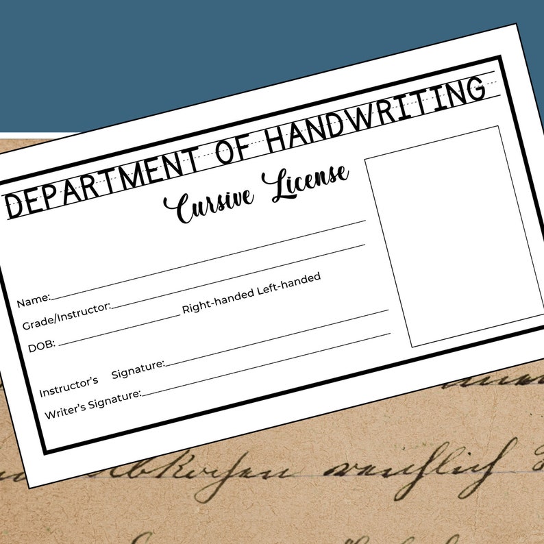 Cursive Handwriting Driver's License: Fun Student Reward (PDF) - Etsy