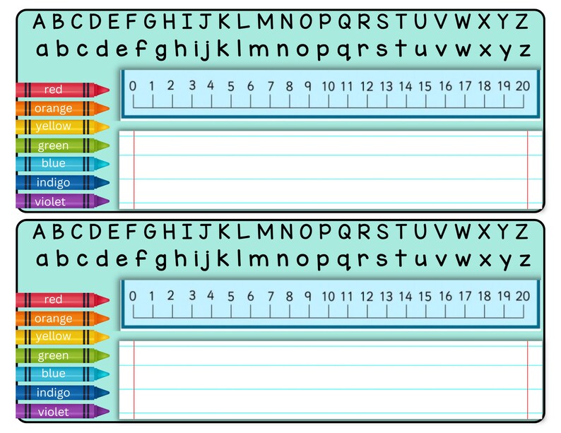 Primary Desk Name Plates: Alphabet, Number Line (digital Download) - Etsy