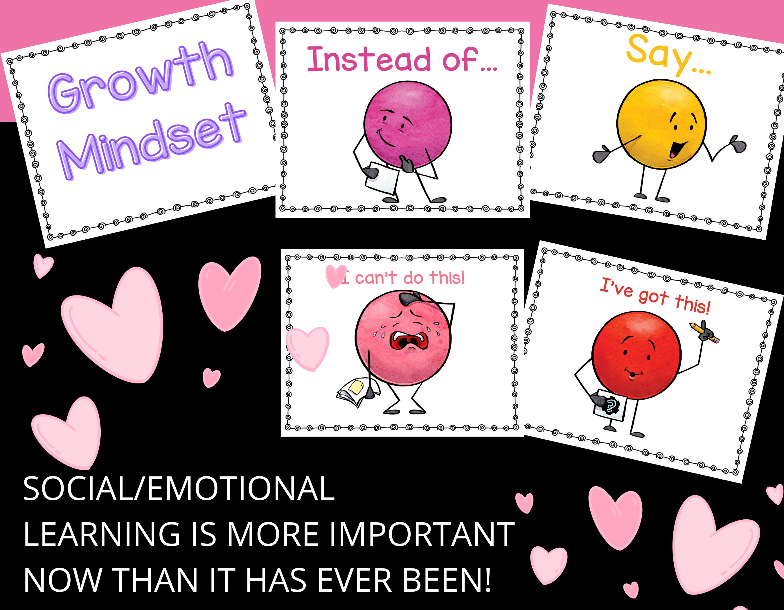 Growth Mindset Bulletin Board Printables Posters Social Emotional ...