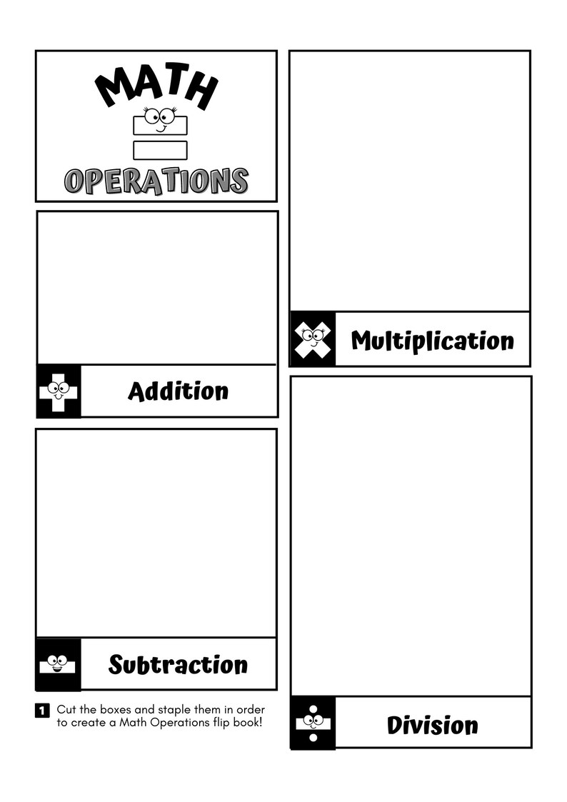 Math Operations Flipbook Addition Subtraction Multiplication Division ...