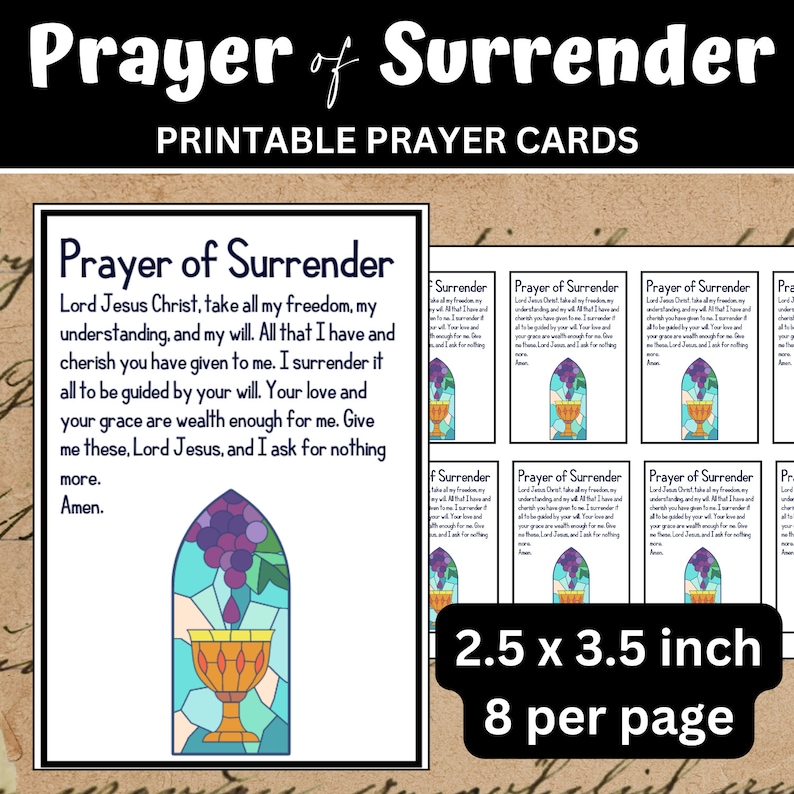 Prayer of Surrender Prayer Cards | Printable | Sunday School ...