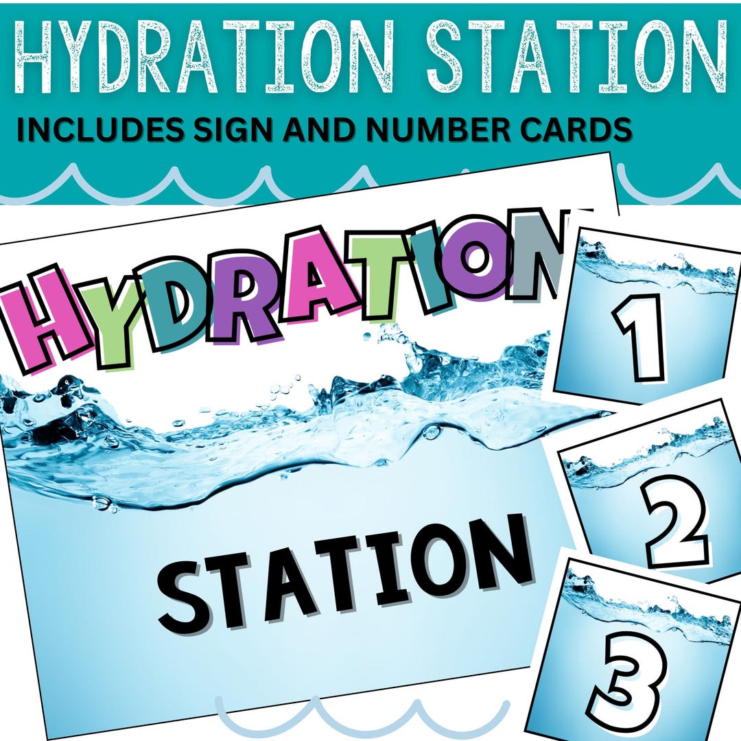 Classroom Hydration Station Sign & Number Cards: Water Bottle ...