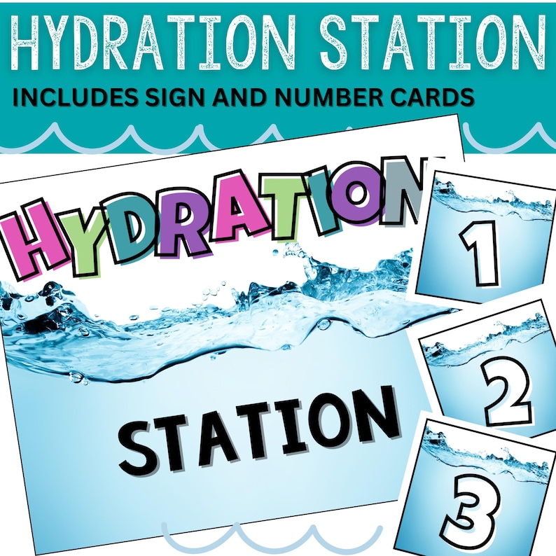 Classroom Hydration Station Sign & Number Cards: Water Bottle ...