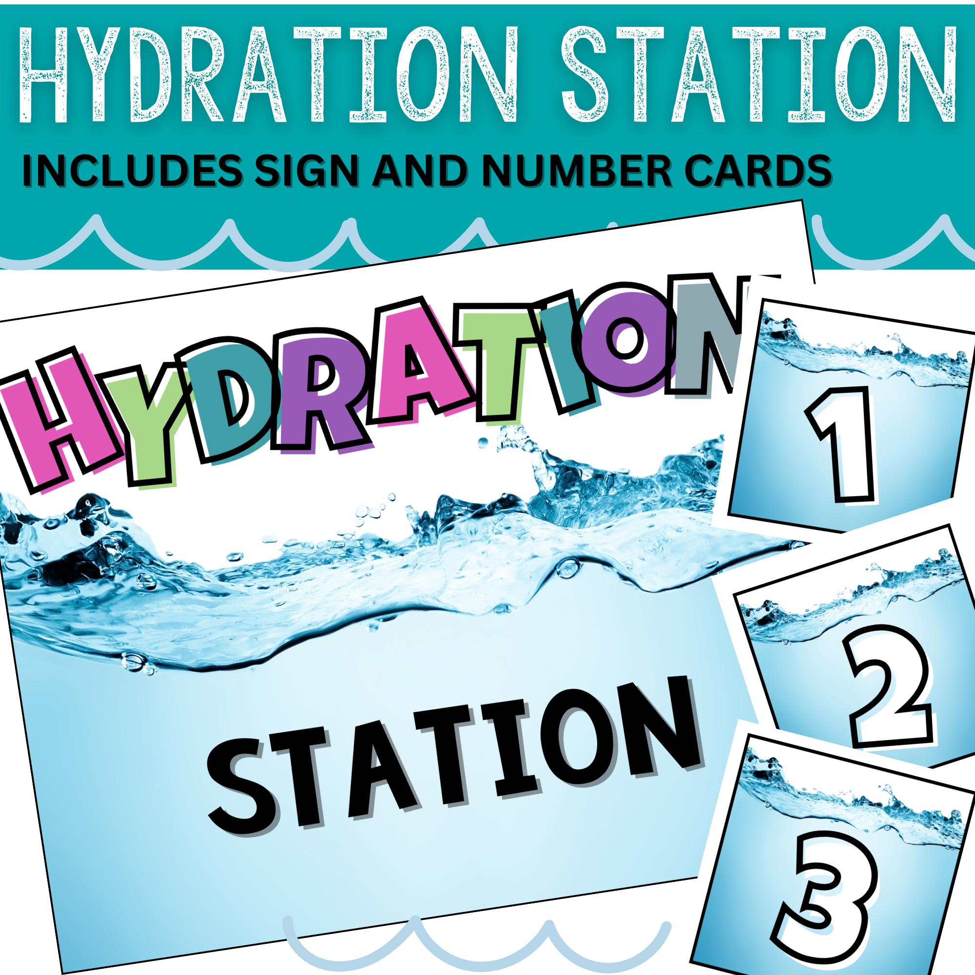 Classroom Hydration Station Sign & Number Cards: Water Bottle ...