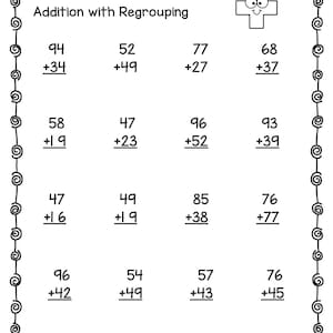 Addition and Subtraction Worksheets With Regrouping (printable) - Etsy
