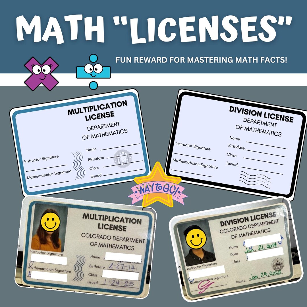 Math "licenses" | Multiplication and Division | Canva Link Included for ...