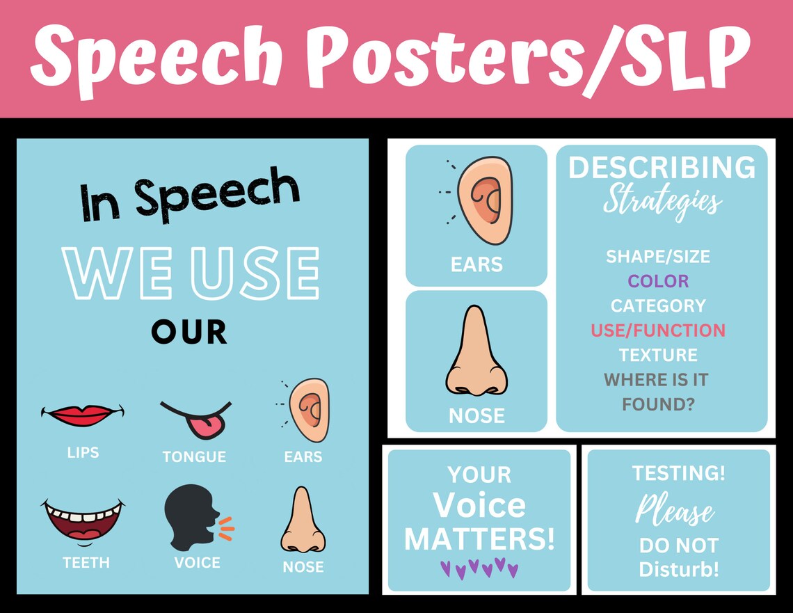 Speech Posters | Speech Language Therapy | SLP | Strategies | Bookmark ...
