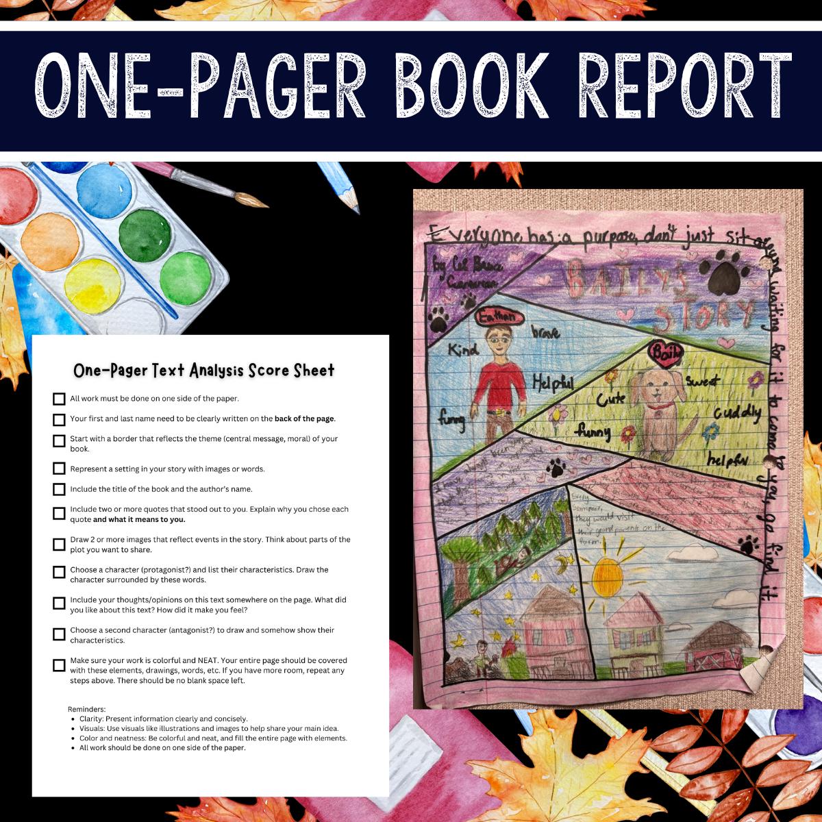 One-pager Book Report | Digital Book Reports | Literary Elements ...
