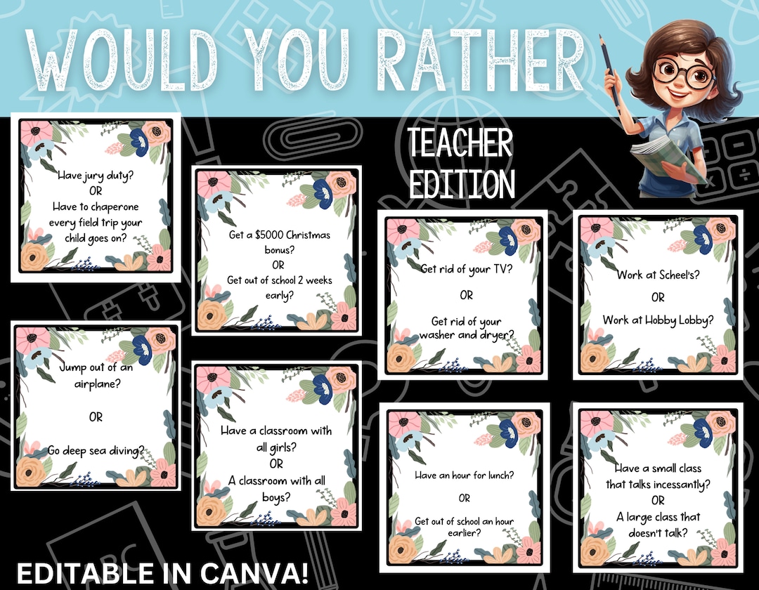 Would You Rather Teacher Edition Printable Game for Lounge | Funny ...