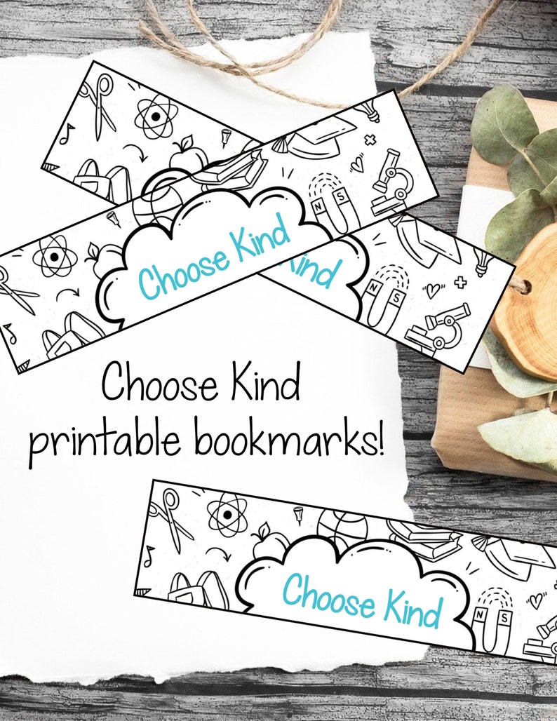 Choose Kind Bookmarks: Black, White, and Aqua (printable PDF) - Etsy
