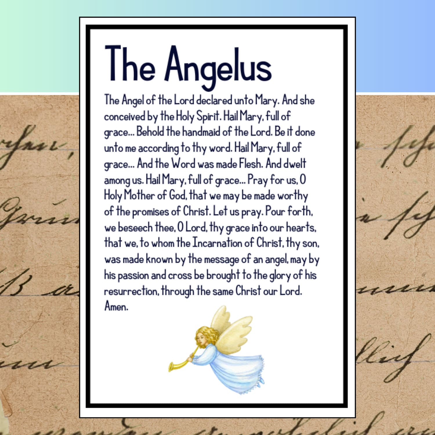 The Angelus Prayer Card | Catholic School | Sunday School | Religious ...