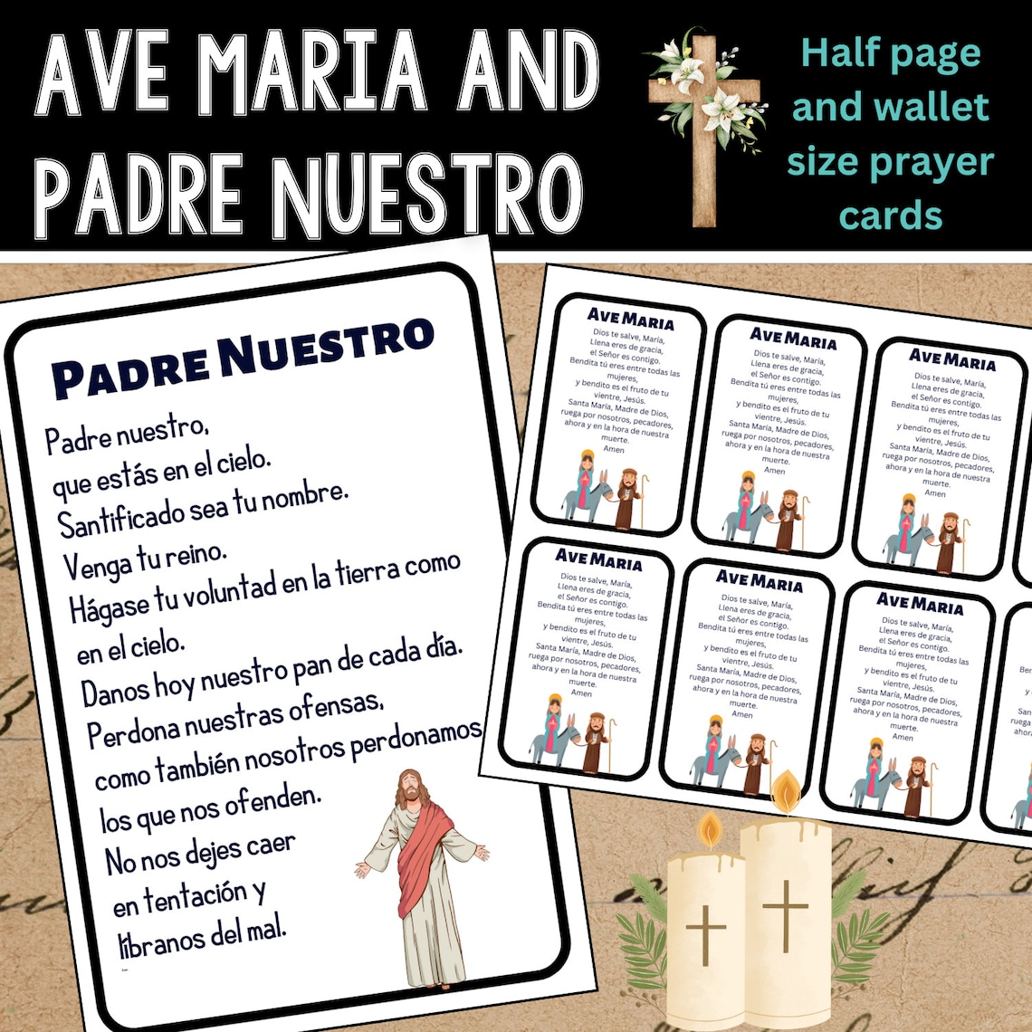 Spanish Catholic Prayers: Ave Maria & Padre Nuestro Printable (digital ...