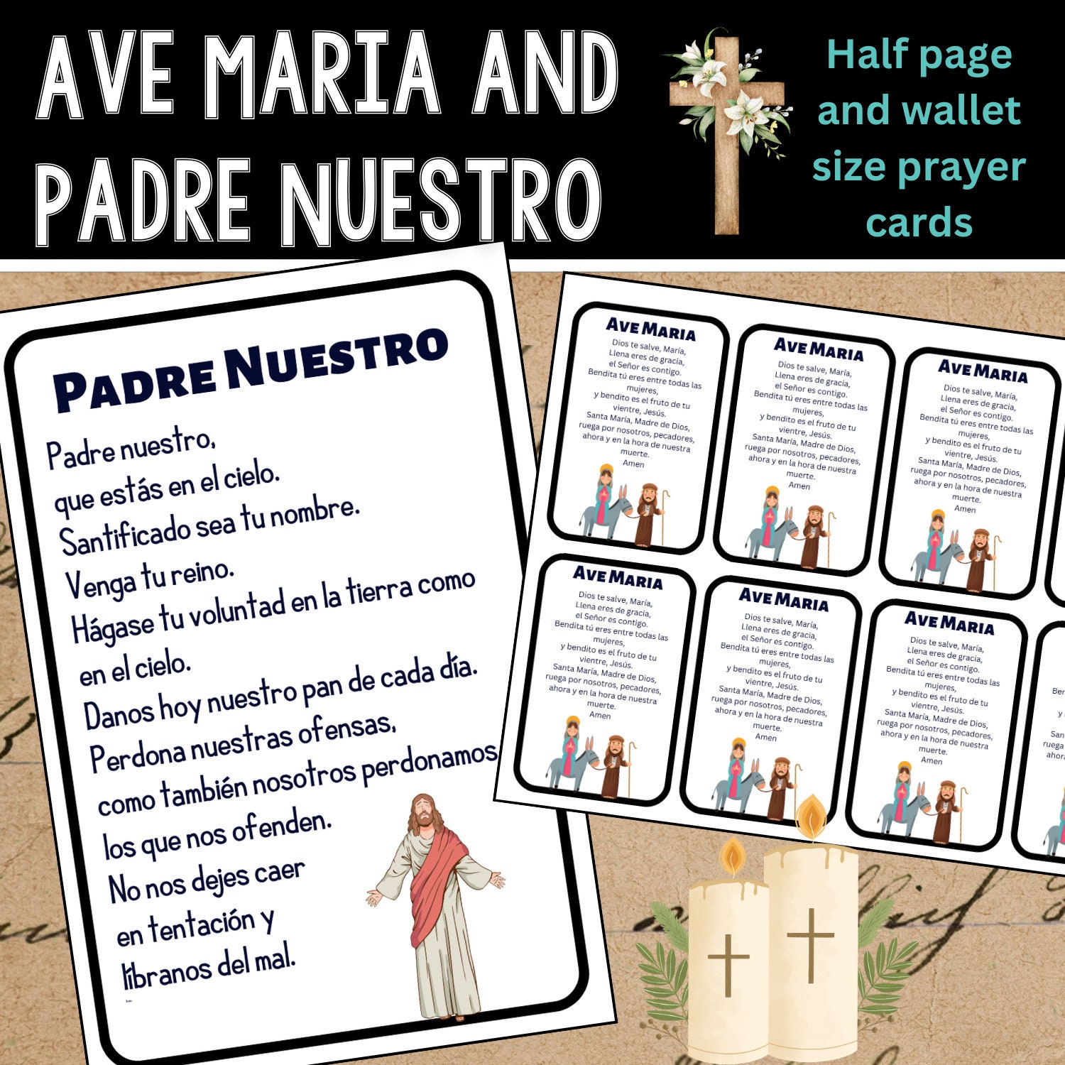 Spanish Catholic Prayers: Ave Maria & Padre Nuestro Printable (digital ...