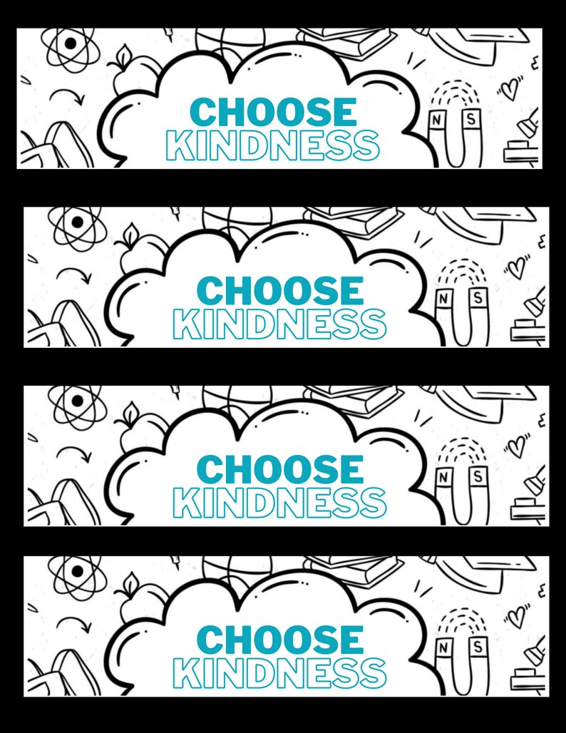 Choose Kind Bookmarks: Black, White, and Aqua (printable PDF) - Etsy
