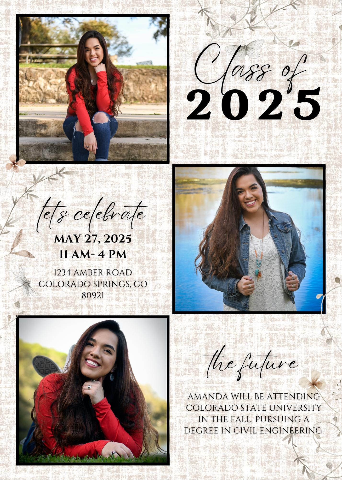 Class of 2025 Graduation Announcement Template (digital Editable ...