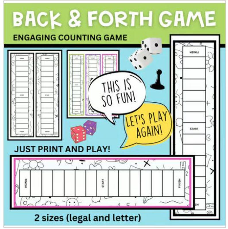Back & Forth Math Game: Printable Number Sense Activity (no-prep ...