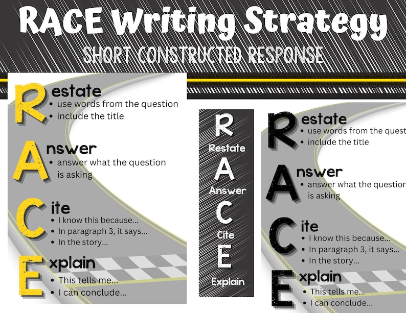 RACE Writing Strategy | Short Response | Response to Text | Restate ...