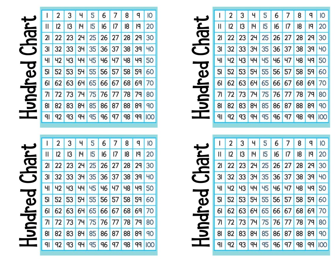 Math Visual Aids: Hundred Chart, Multiplication Table (PDF Printables ...