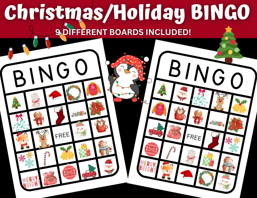 Christmas BINGO Holiday FUN | 9 Boards Included | Cute Winter Party ...