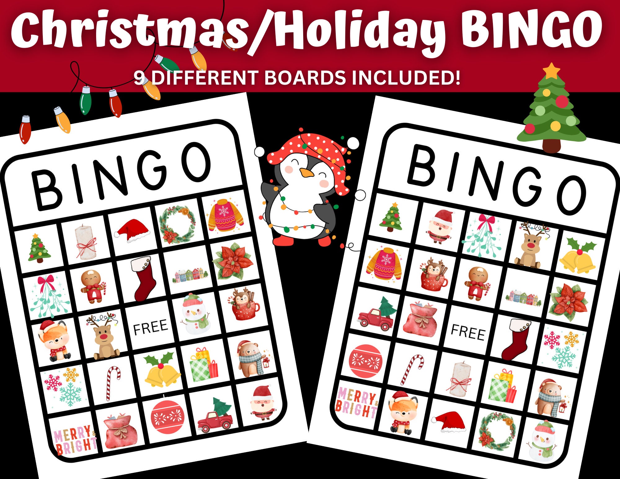 Christmas BINGO Holiday FUN | 9 Boards Included | Cute Winter Party ...
