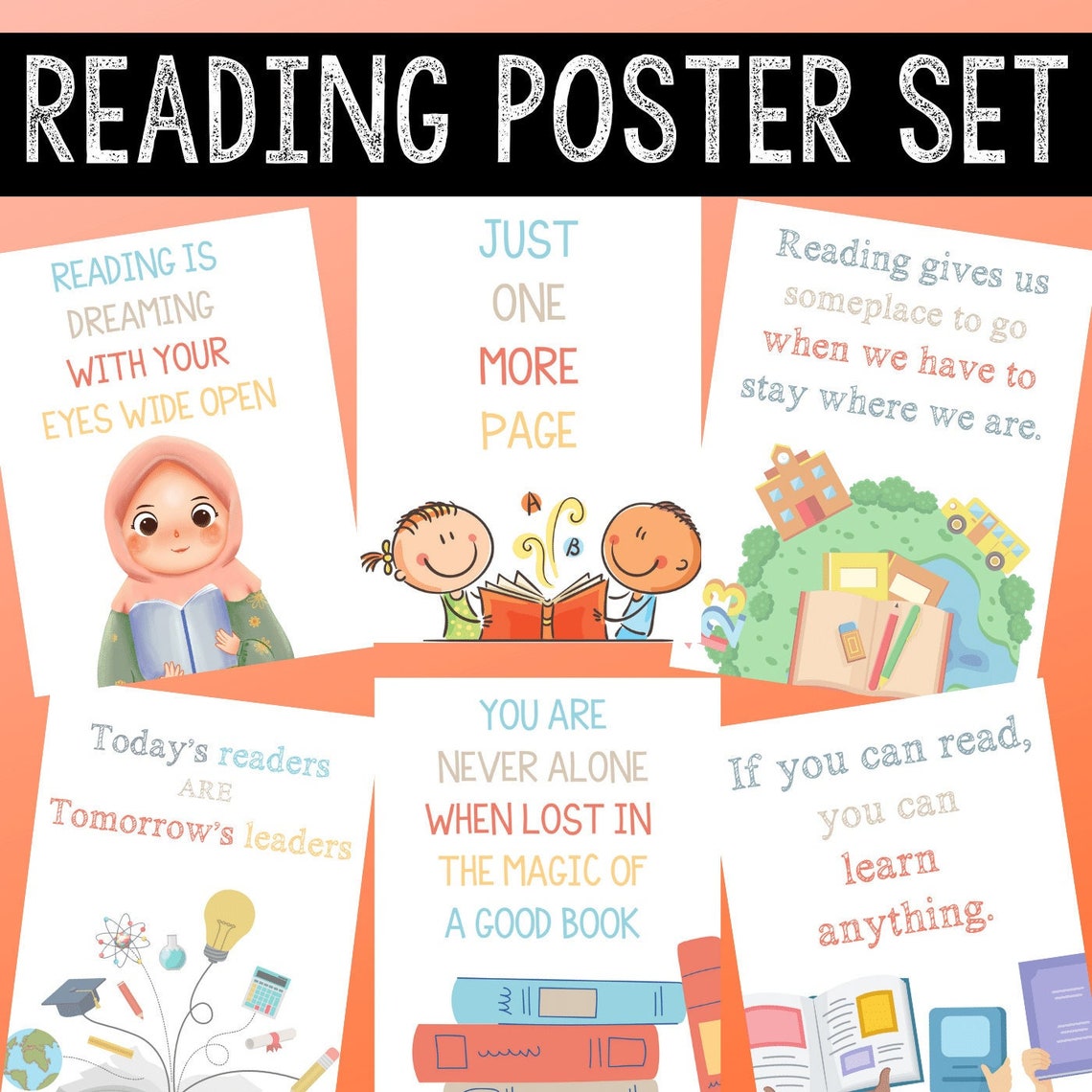 Reading Poster Set | Printable | Literacy | Library | ELA | English ...
