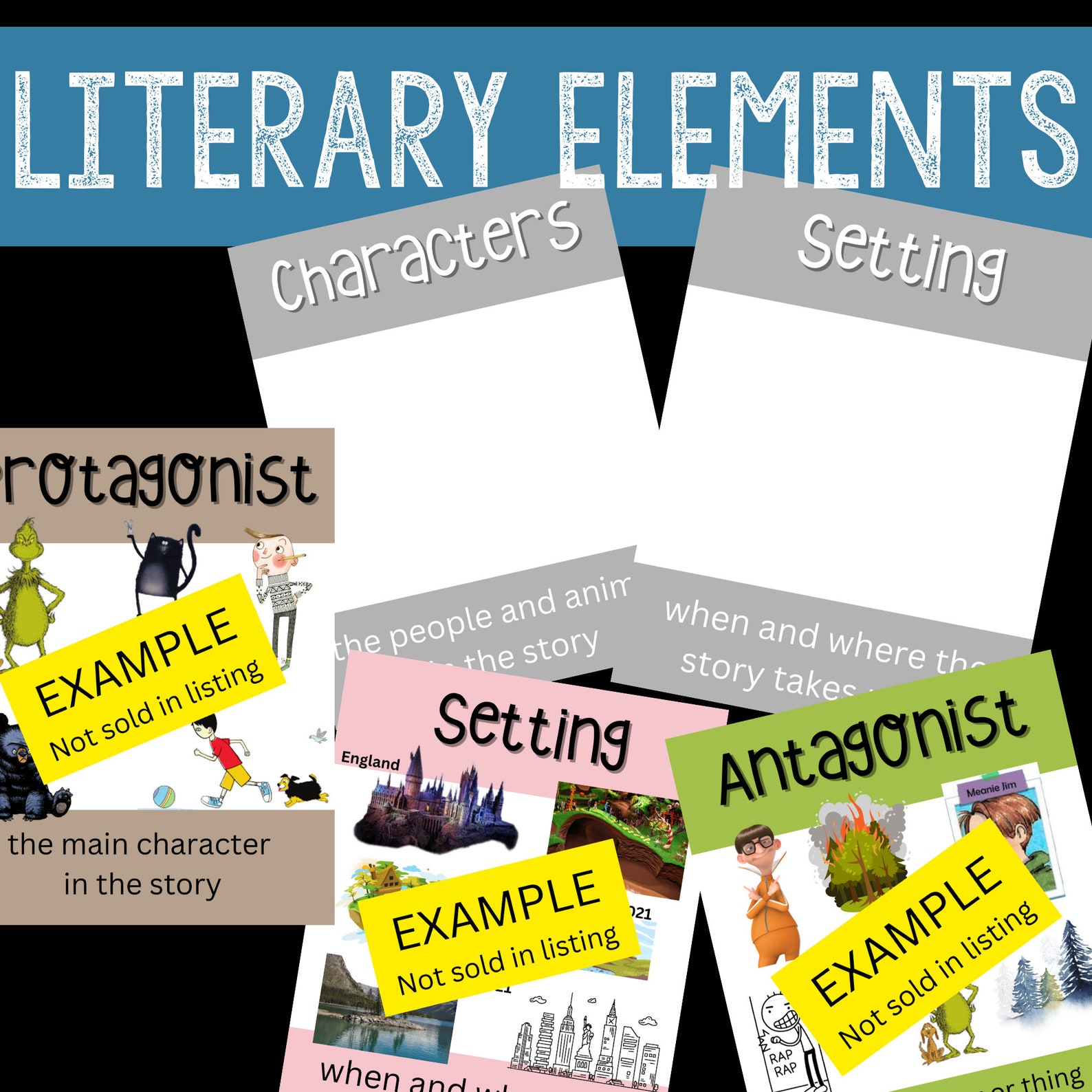 Literary Elements | Character Setting Plot Theme Protagonist Antagonist ...