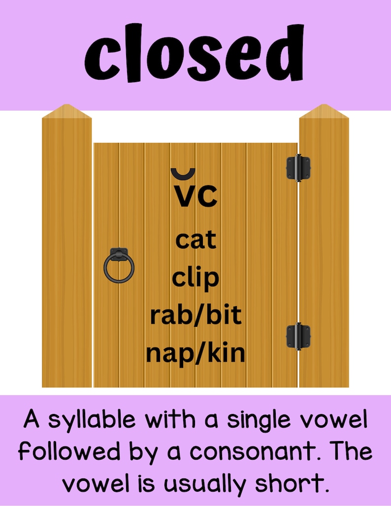 Syllable Types Poster: Phonics & Literacy Charts (printable) - Etsy
