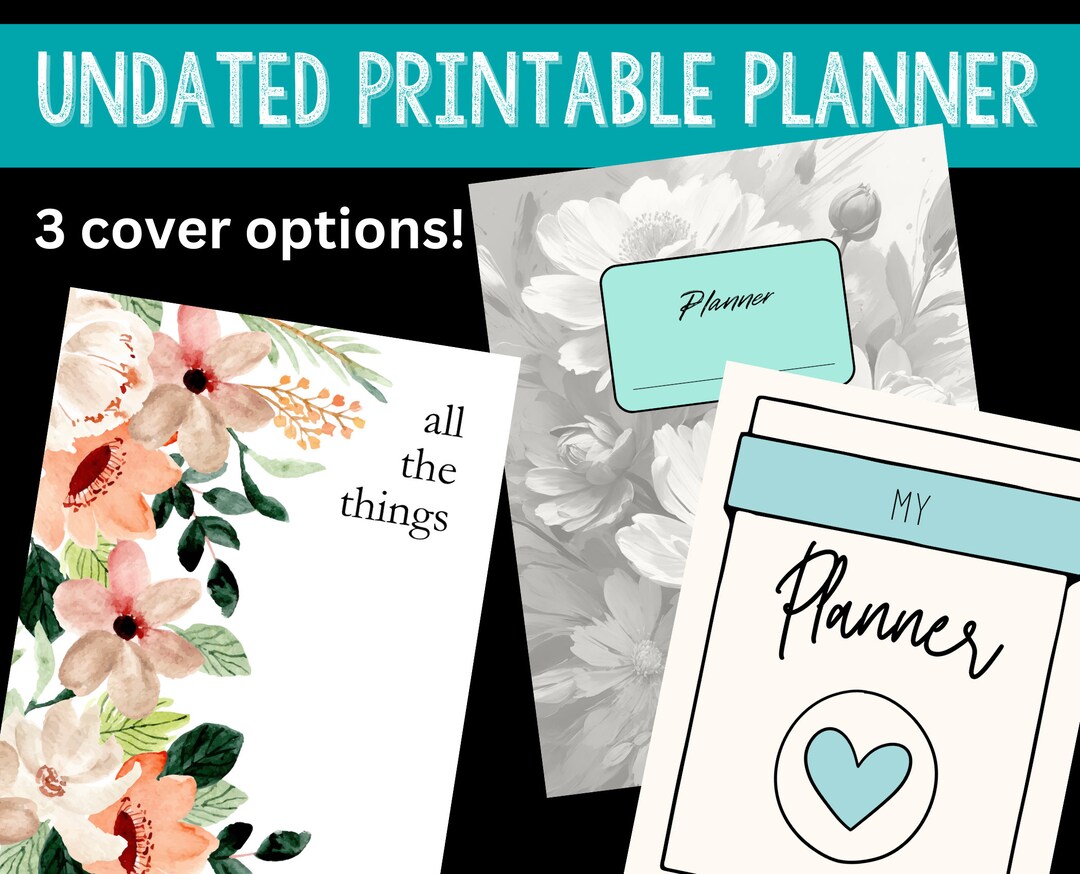 Undated Printable Planner: Monthly, Weekly, Daily Pages (PDF) - Etsy