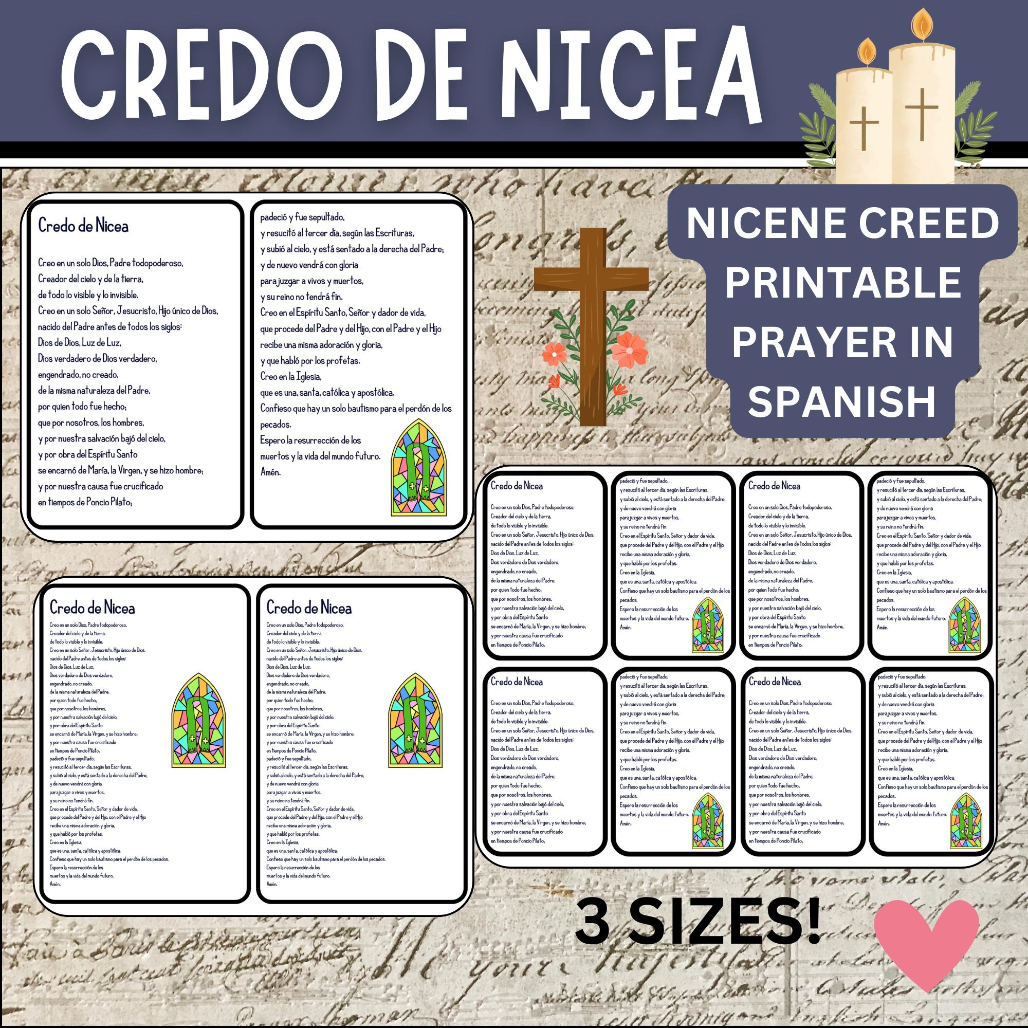 Credo De Nicea | Spanish Prayer Printable | 3 Sizes | Prayer Wallet ...