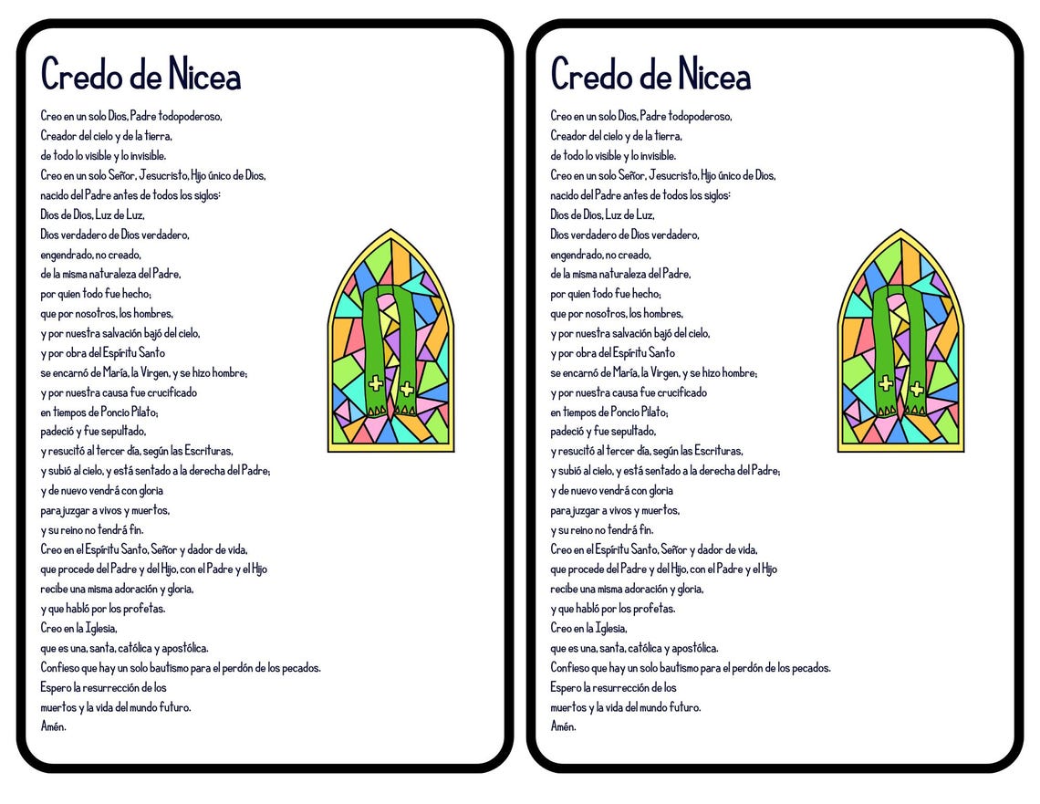 Credo De Nicea | Spanish Prayer Printable | 3 Sizes | Prayer Wallet ...