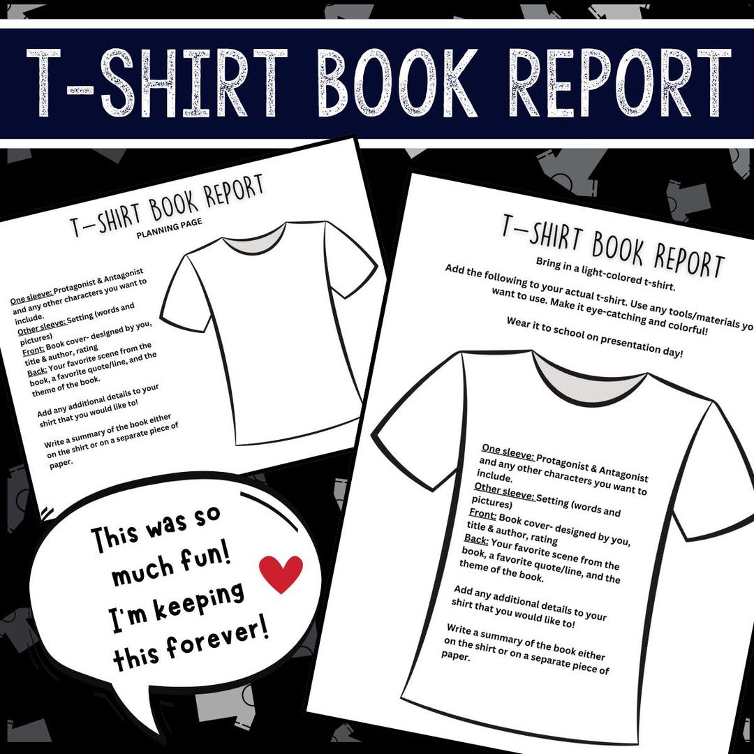 T-shirt Book Report | Unique Book Reports | Reading Projects | Novel ...