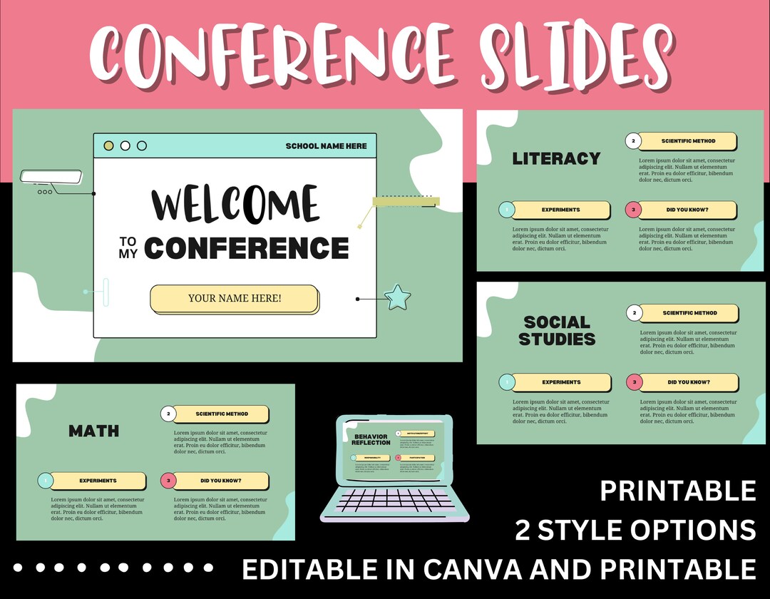 Editable Conference Slides: Parent-teacher, Student-led (canva & PDF ...