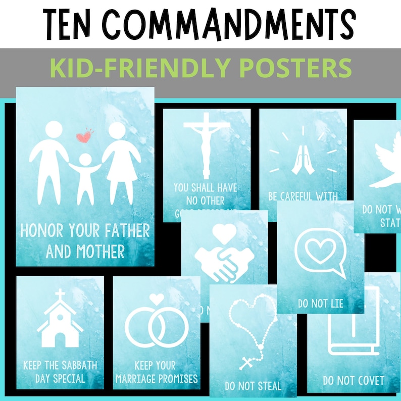 Ten Commandments Posters for Kids | Sunday School | RCIC | Catholic ...