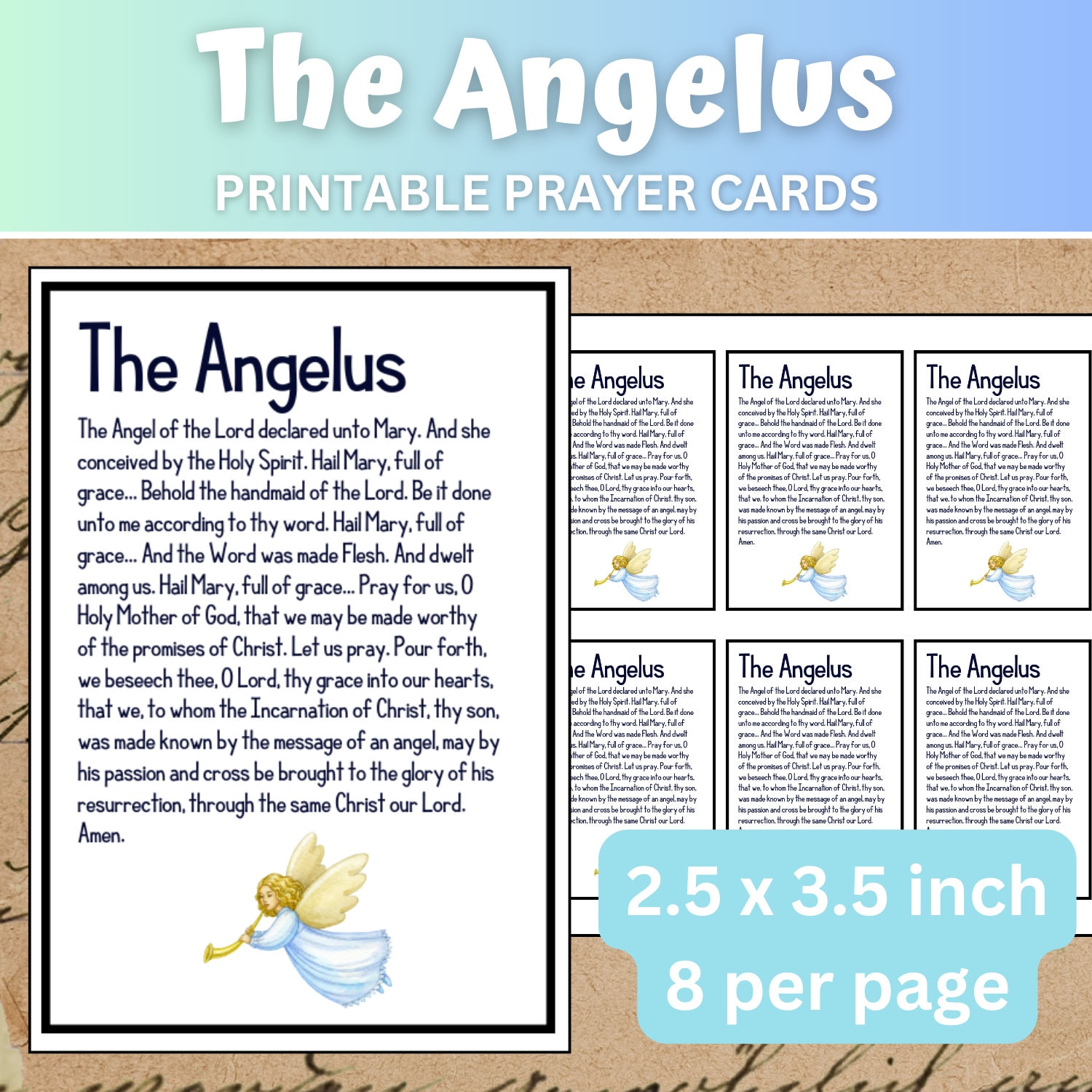 The Angelus Prayer Card | Catholic School | Sunday School | Religious ...