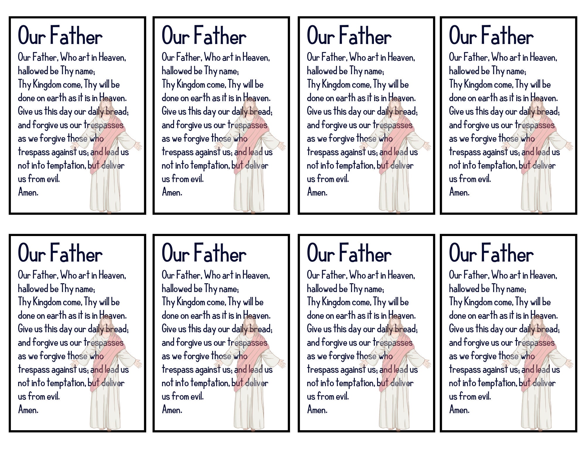 Our Father Prayer Cards: Catholic Sunday School Printable (2.5x3.5 In ...
