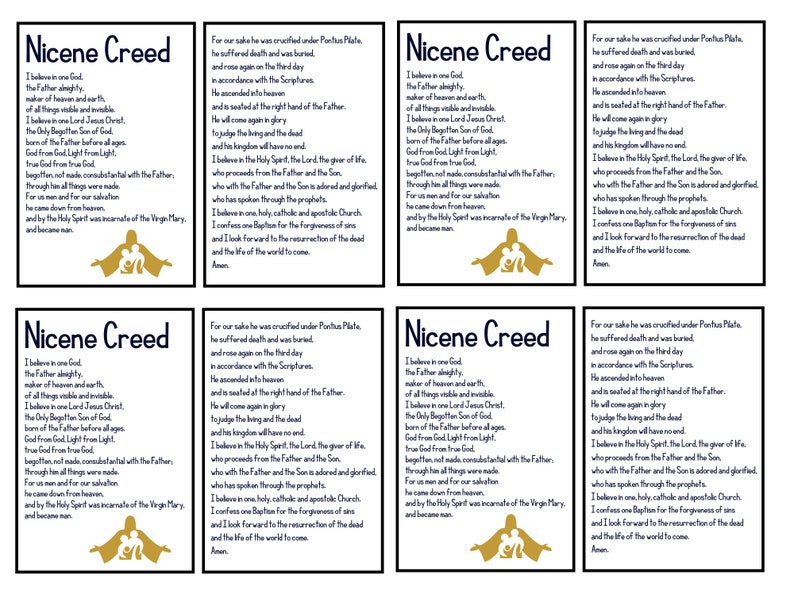 Nicene Creed Prayer Cards: Catholic Bible Study (printable) - Etsy