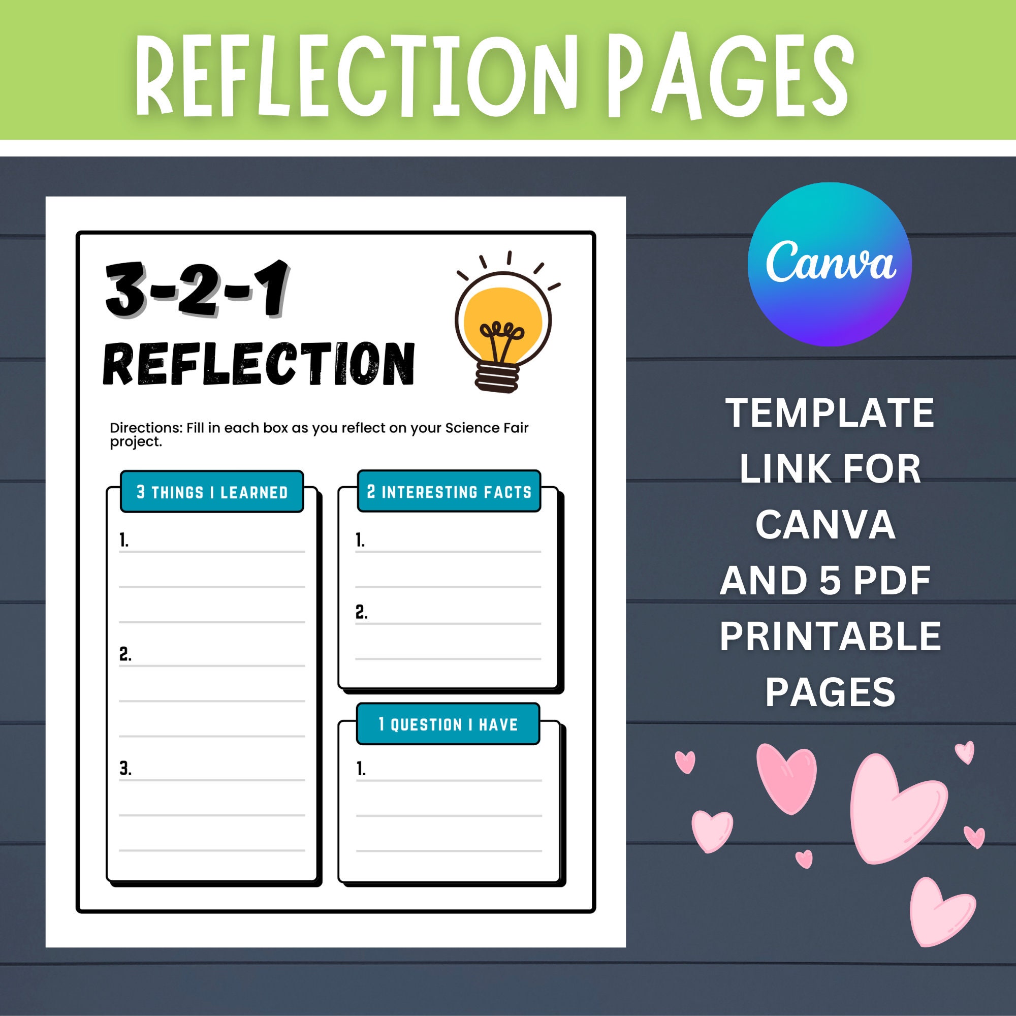 Reflection Pages | Worksheets for Any Subject | Canva Link Included ...