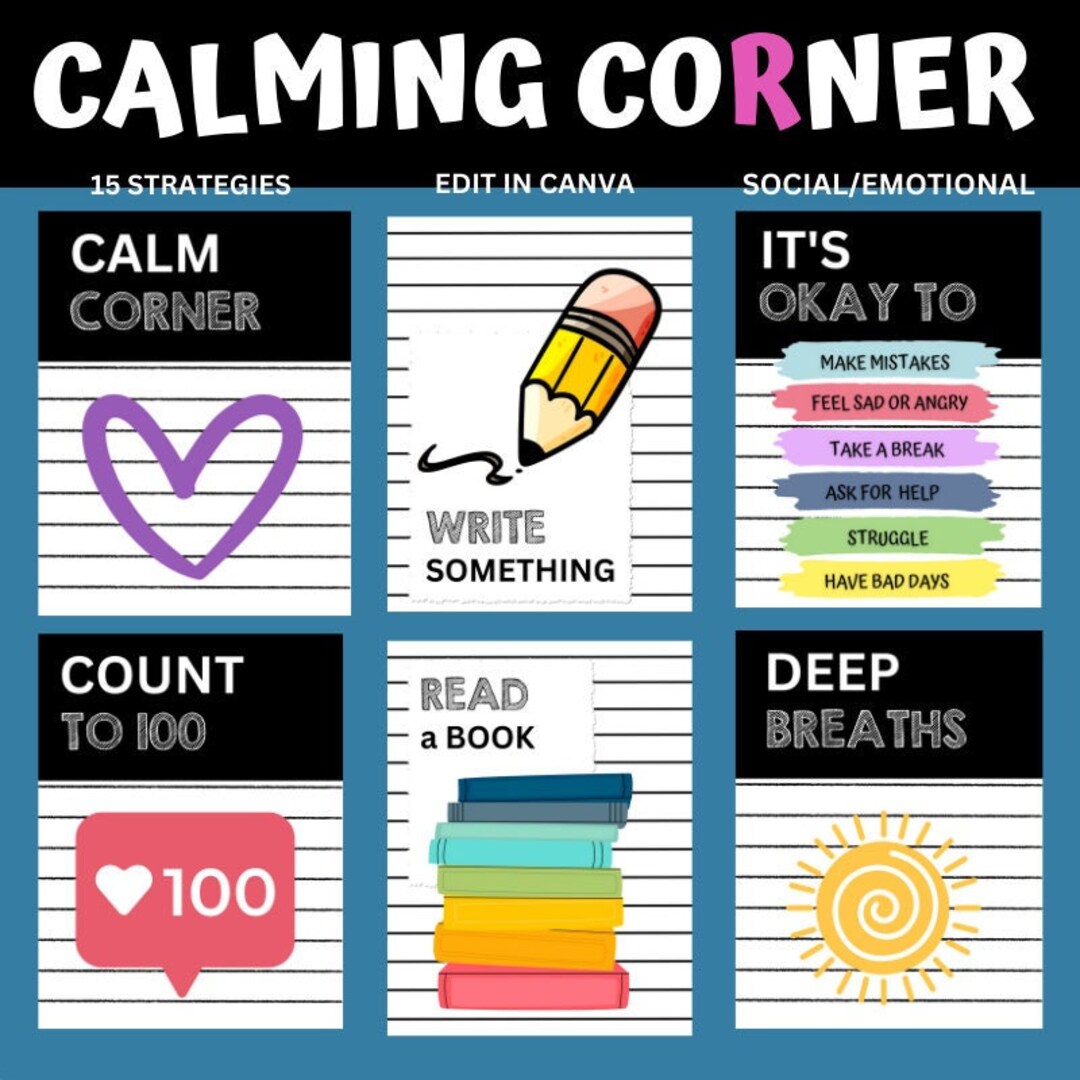 Calming Corner Strategy Posters | Talk | Read Write Draw Color ...
